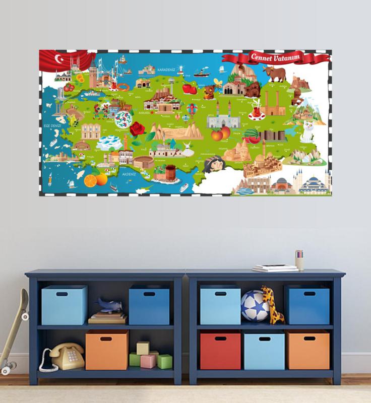 Tarihi Eserler ve Doğal Güzellikler Haritası | Okul Poster Afiş